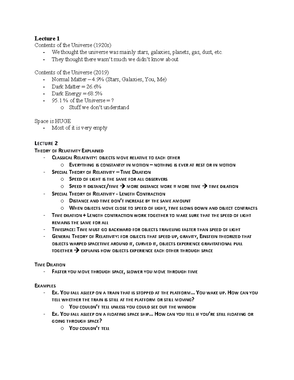 Lectures 1-3 - lecture 1-3 notes - Lecture 1 Contents of the Universe ...