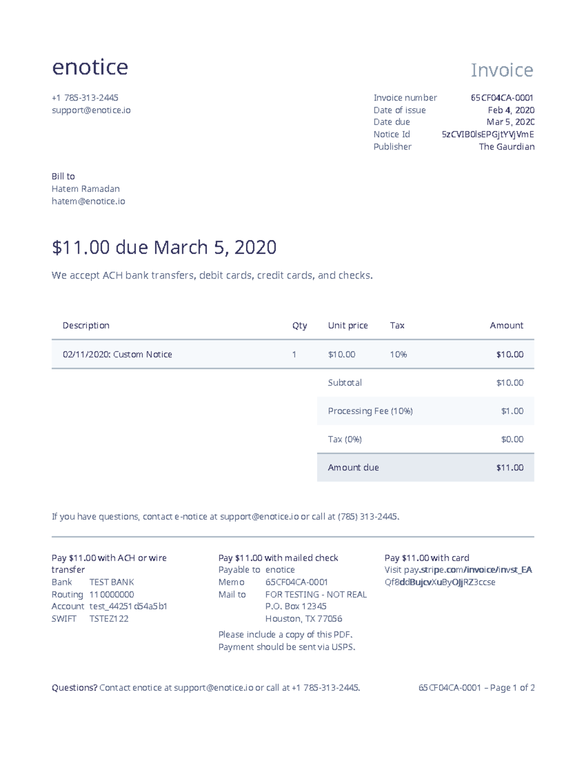 Invoice-65CF04CA-0001 - enotice Invoice +1 785-313- support@enotice ...