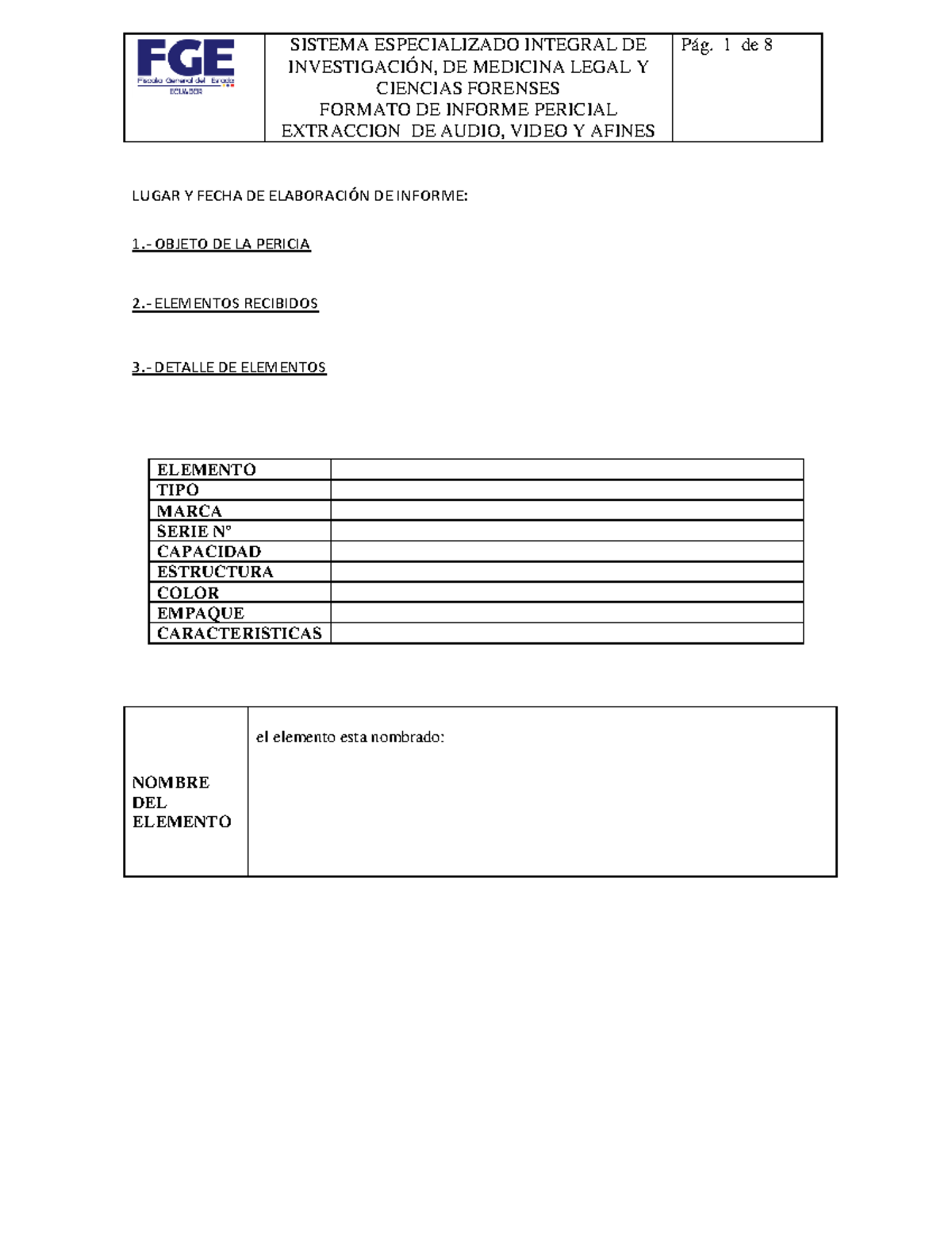 3 Format de Informe Pericial Extraccin de Audio Video y Afines ...