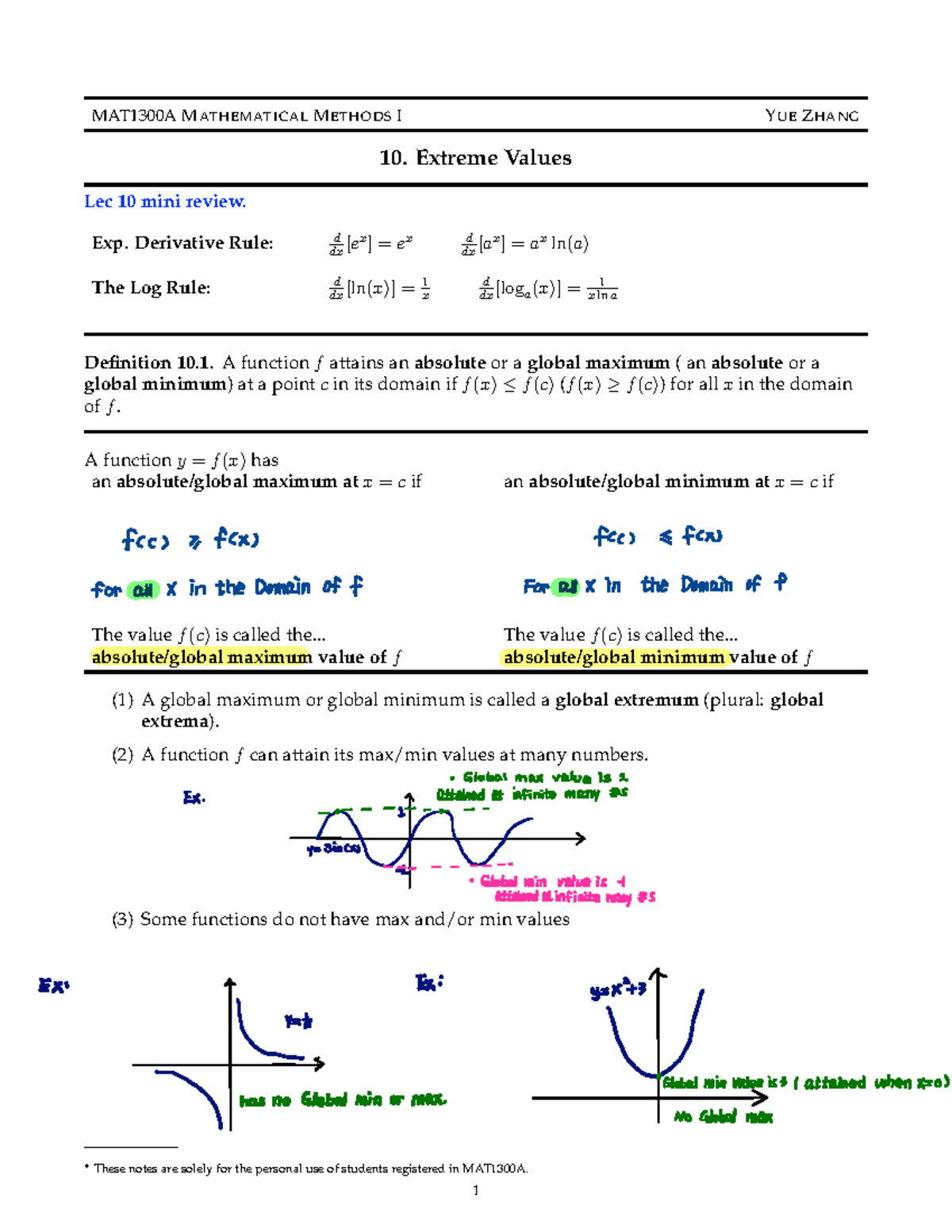 Lecture note 10-filled - MAT1300A MATHEMATICALMETHODSIYUEZHANG 10 ...