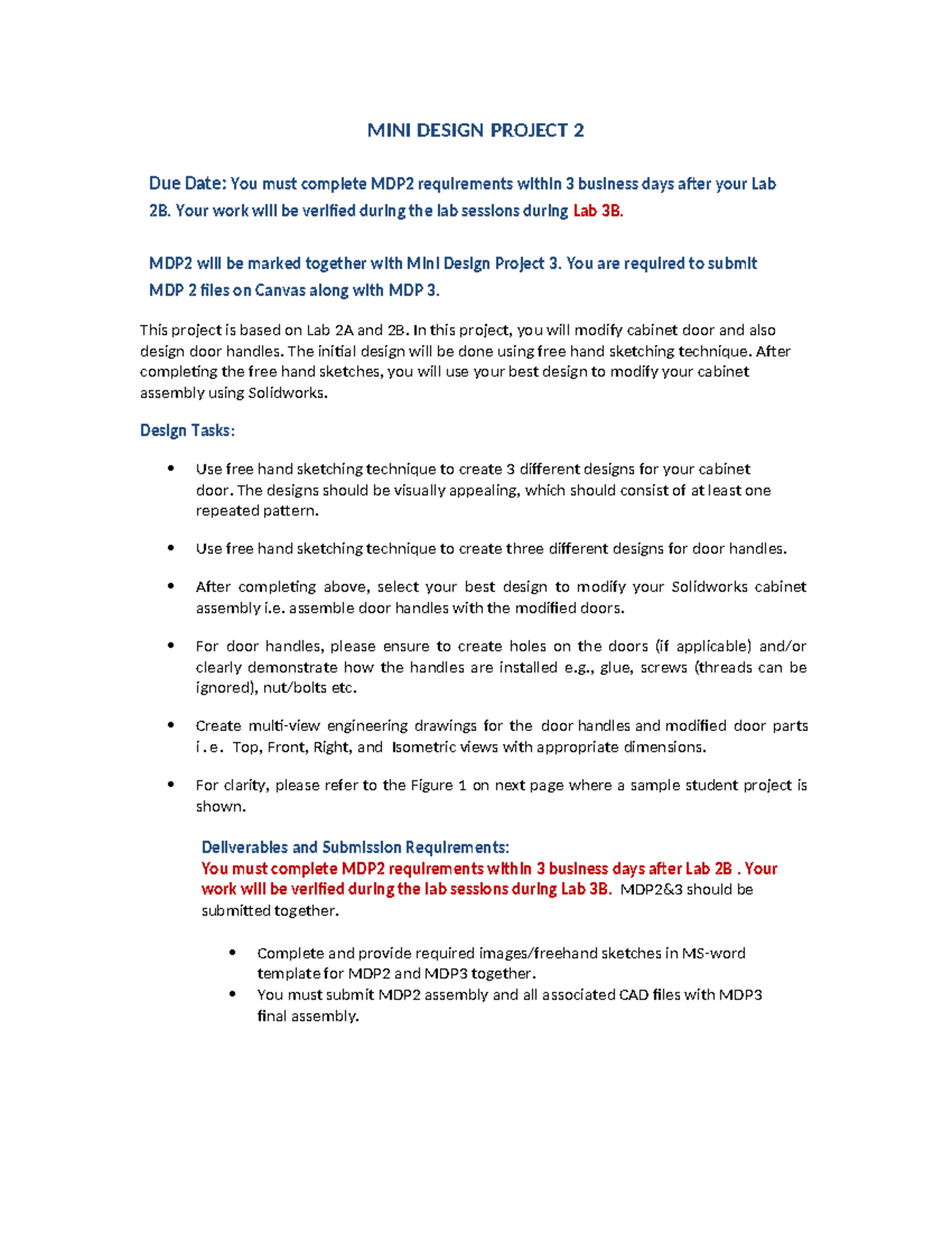 Mini Design Project 2 - MINI DESIGN PROJECT 2 Due Date: You must ...