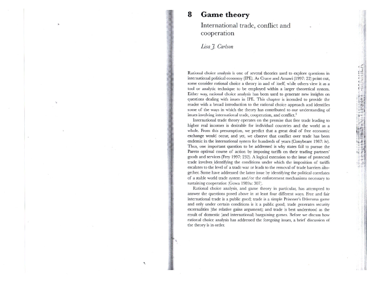 Game Theory International Trade Conflict and Cooperation - Social ...