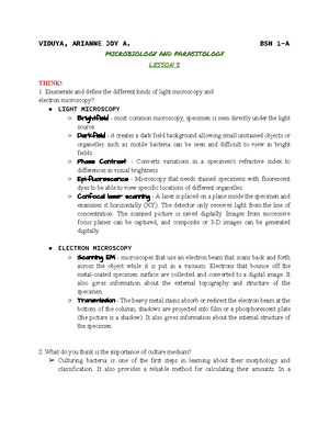 Module 4 L3 - microbiology and parasitology - MODULE IV Lesson 1 ...