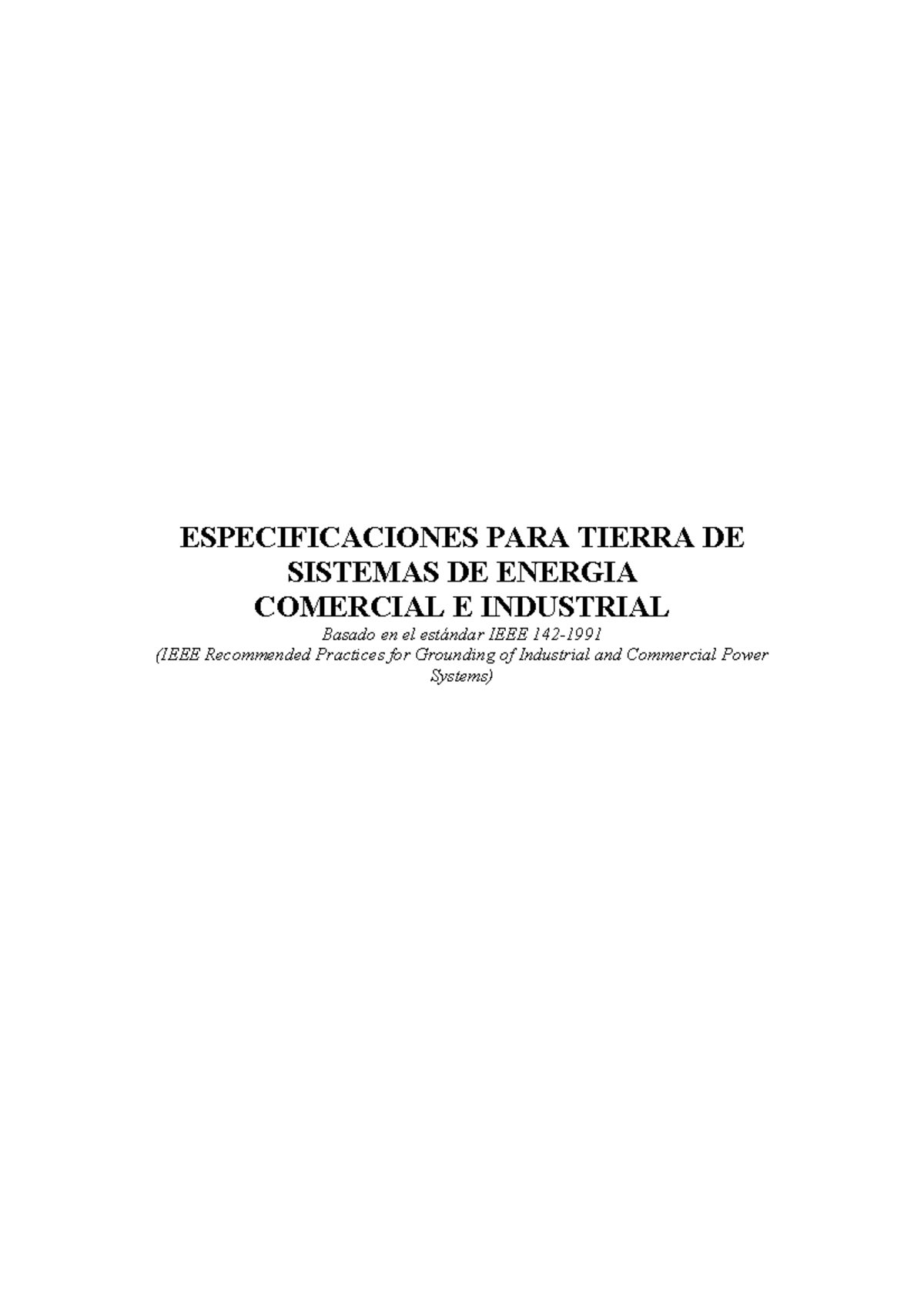 IEEE 142 1991 Definicion tierras - ESPECIFICACIONES PARA TIERRA DE ...