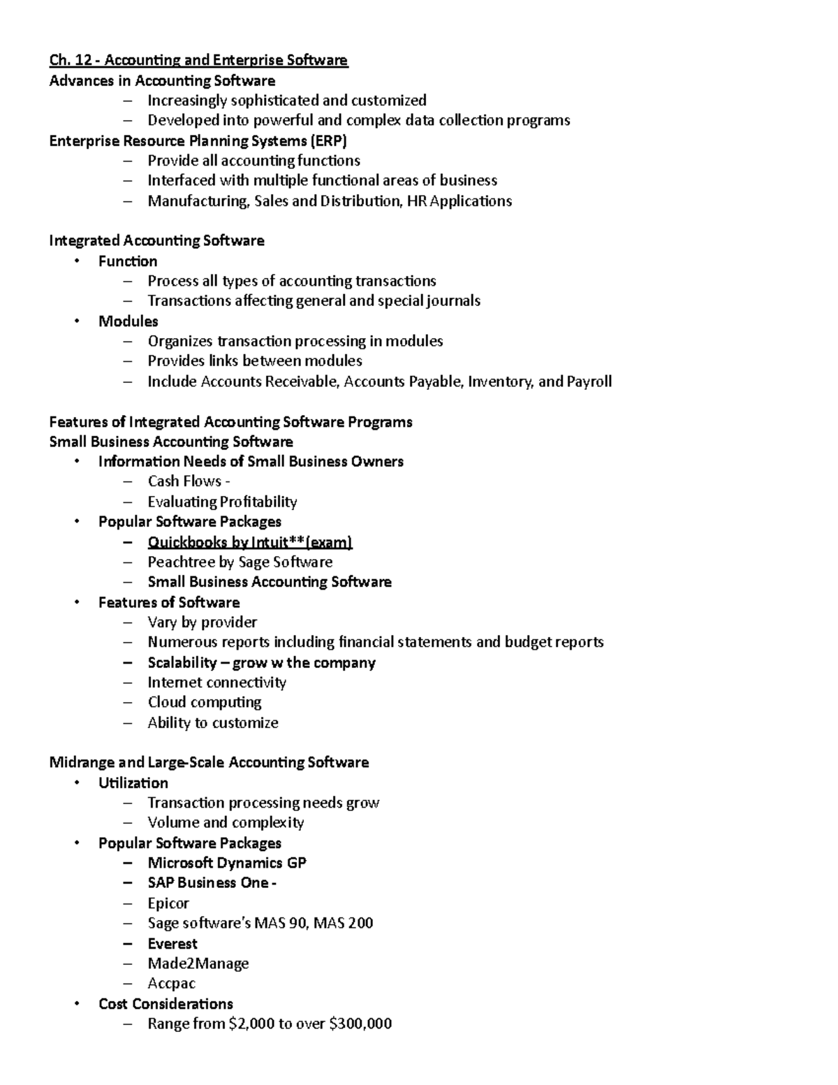 Acctg 307 - Ch. 12 - notes - Ch. 12 - Accounting and Enterprise ...