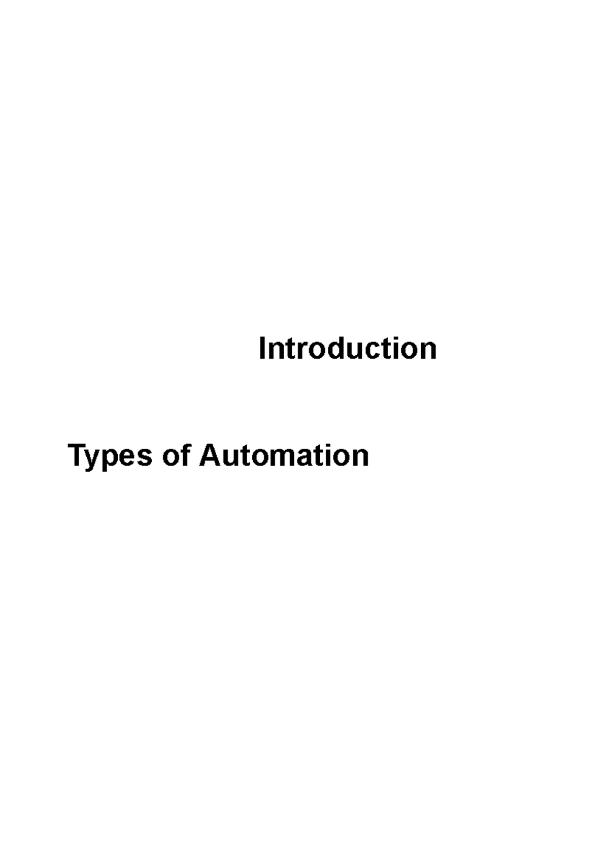 Lecture 3 Types of Automation - Introduction Types of Automation ...