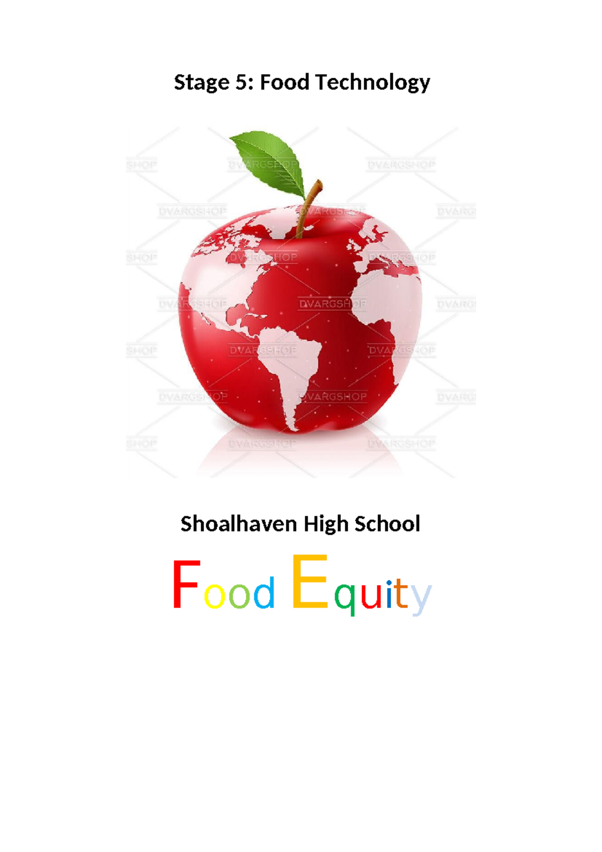 Food Equity Work Book - Student Work Booklet - Stage 5: Food Technology ...