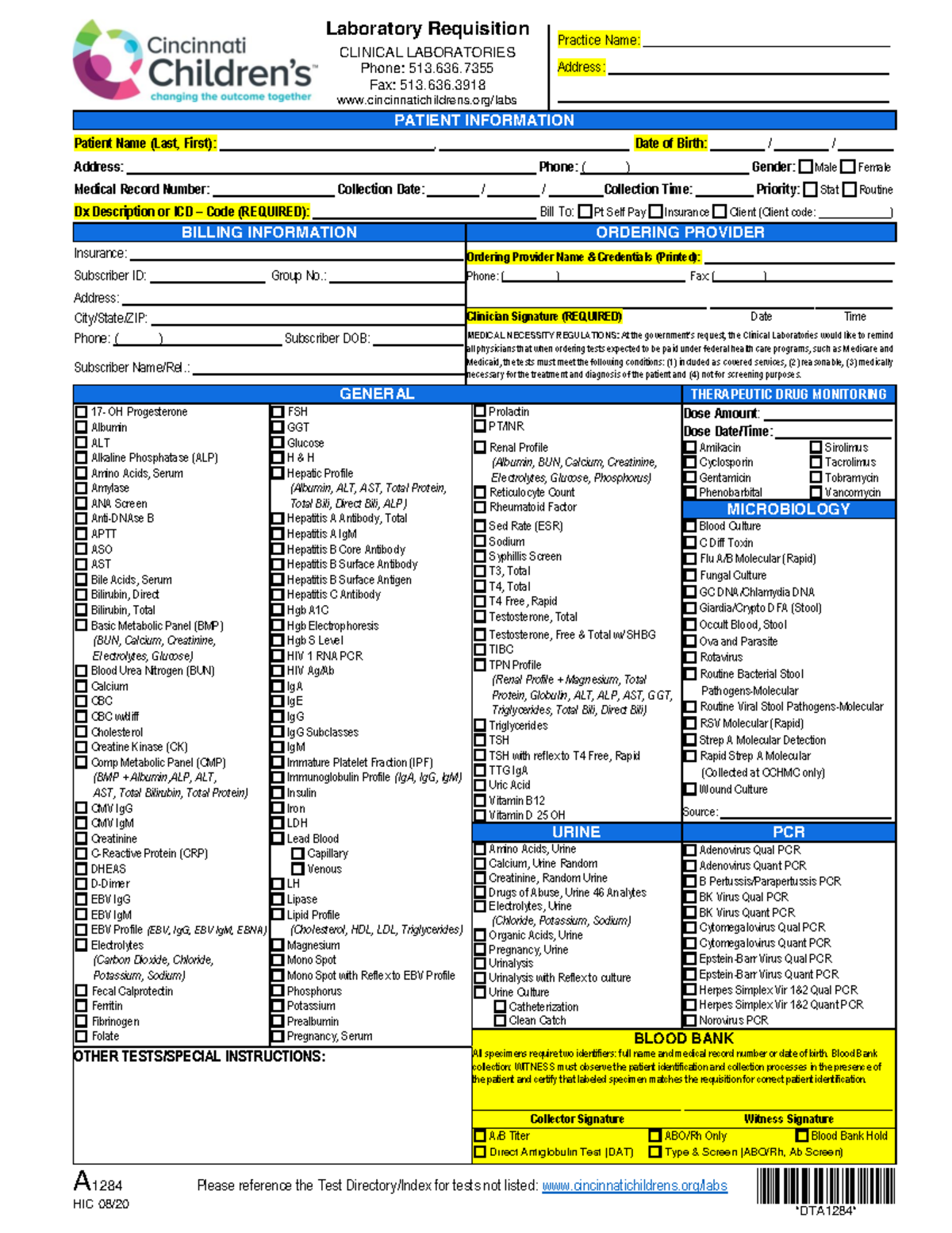 Ancillary-order-form - Laboratory Requisition CLINICAL LABORATORIES ...