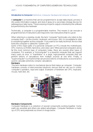 Unit-3 Notes - dsfgh - KCA101: FUNDAMENTAL OF COMPUTERS & EMERGING ...