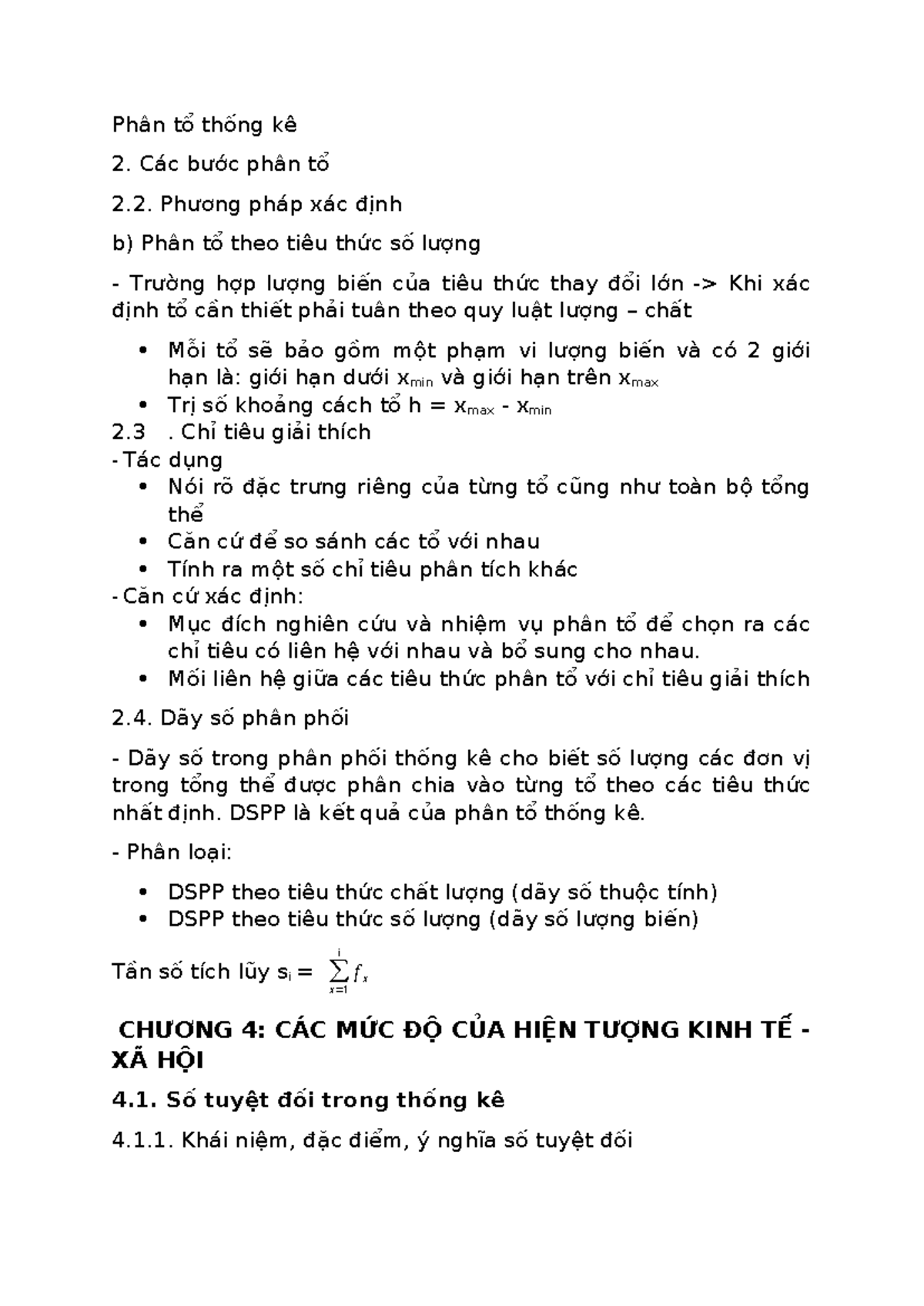 file ghi chép nguyên lý thống kê_hvtc - Phân tổ thống kê 2. Các bước phân tổ 2. Phương pháp xác ...