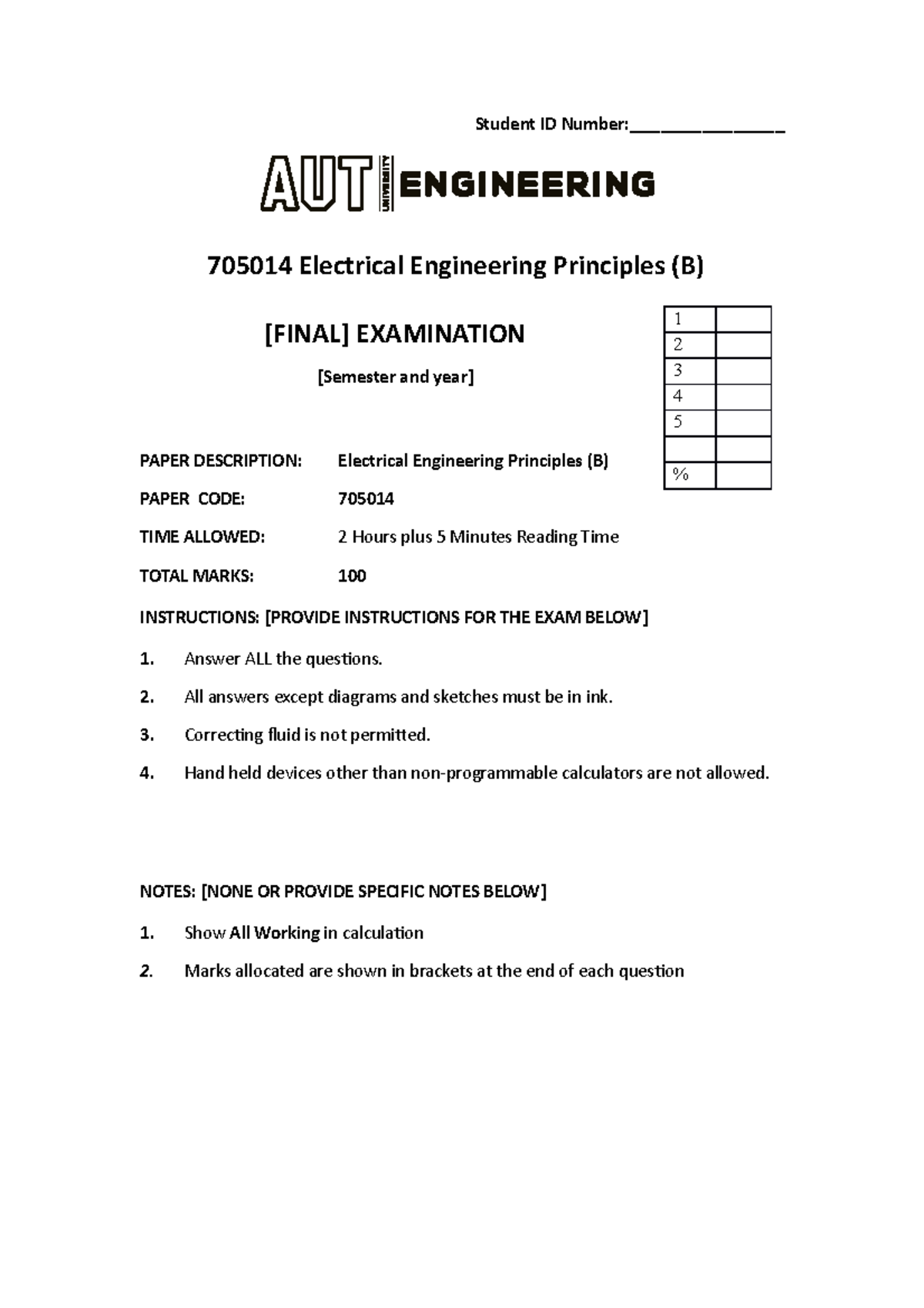 Exam 2015, questions and answers - Student ID Number ...