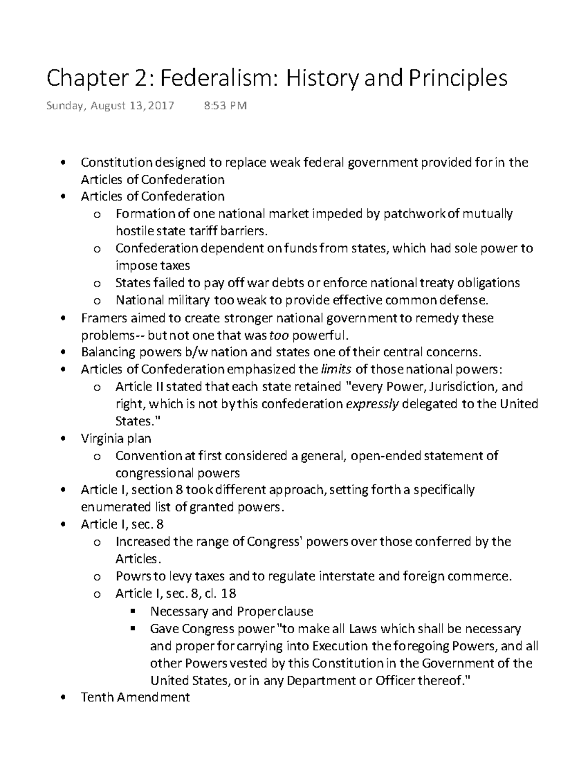 Chapter 2 Federalism History and Principles - Chapter 2: Federalism ...