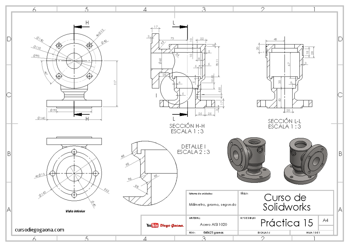 Práctica #15 - Ejericios de inventor dibujo mecanico rctm - 140 90 4x ...