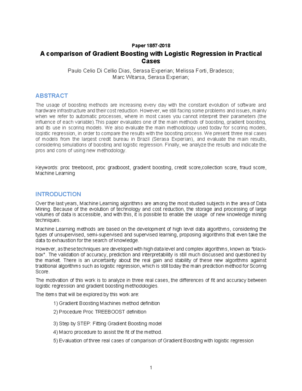 A Comparison Of Gradient Boosting With Logistic Regression In Practical Paper 1857 A