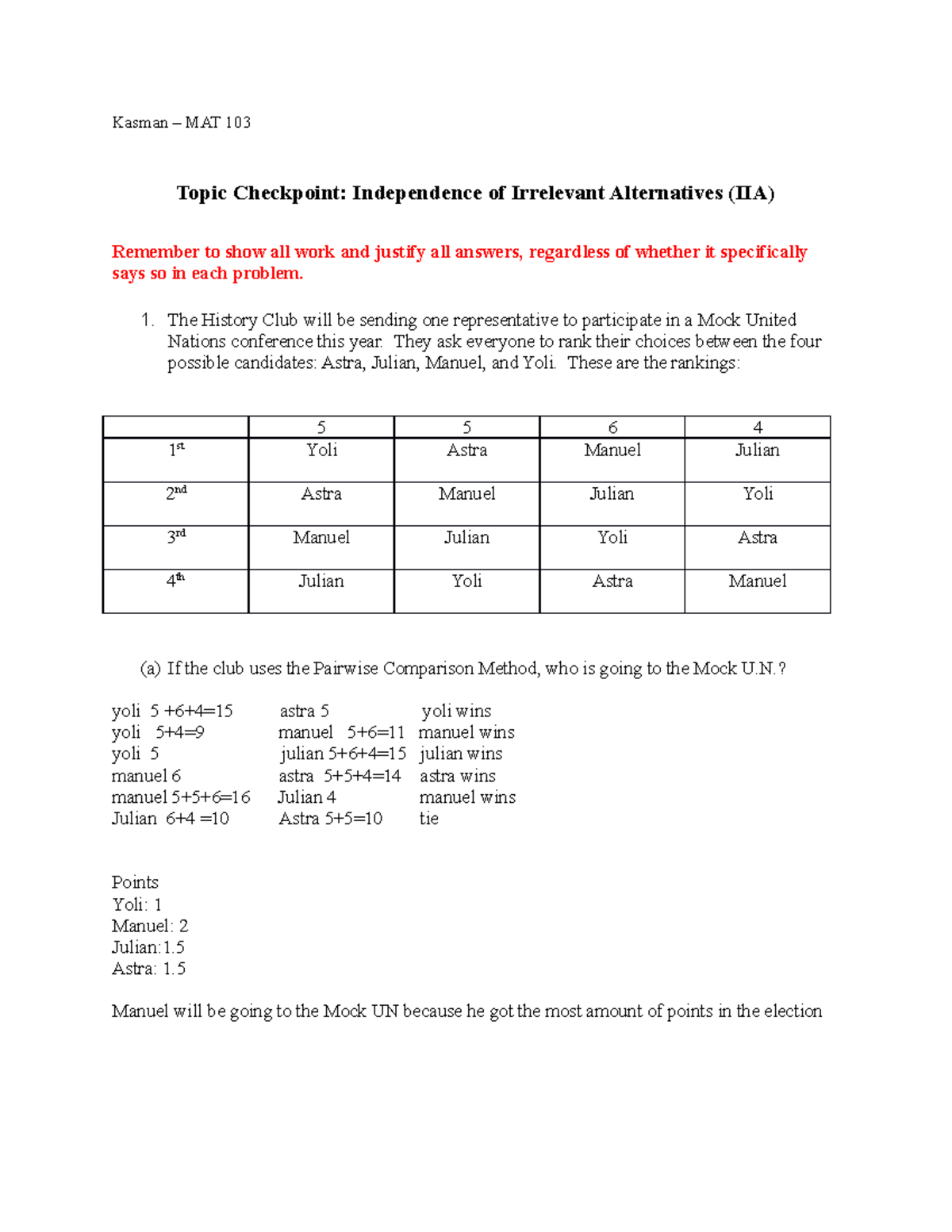 Topic Checkpoint 5 - IIA Criterion-2 - Kasman – MAT 103 Topic ...