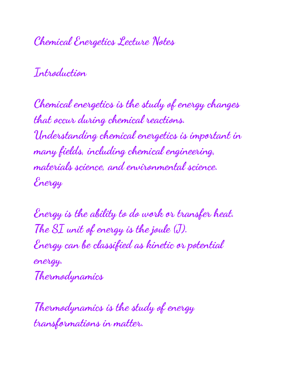 Lecture notes on Chemical Energetics - Chemical Energetics Lecture ...