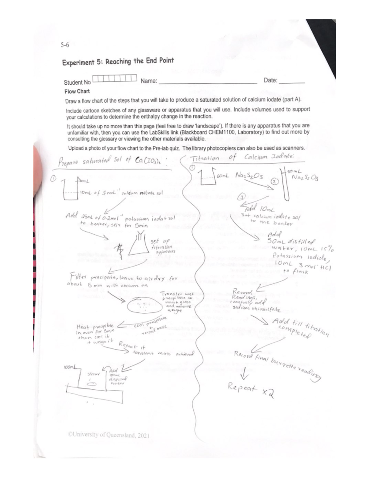 Experiment 5 Reaching the End Point - CHEM1100 - UQ - Studocu