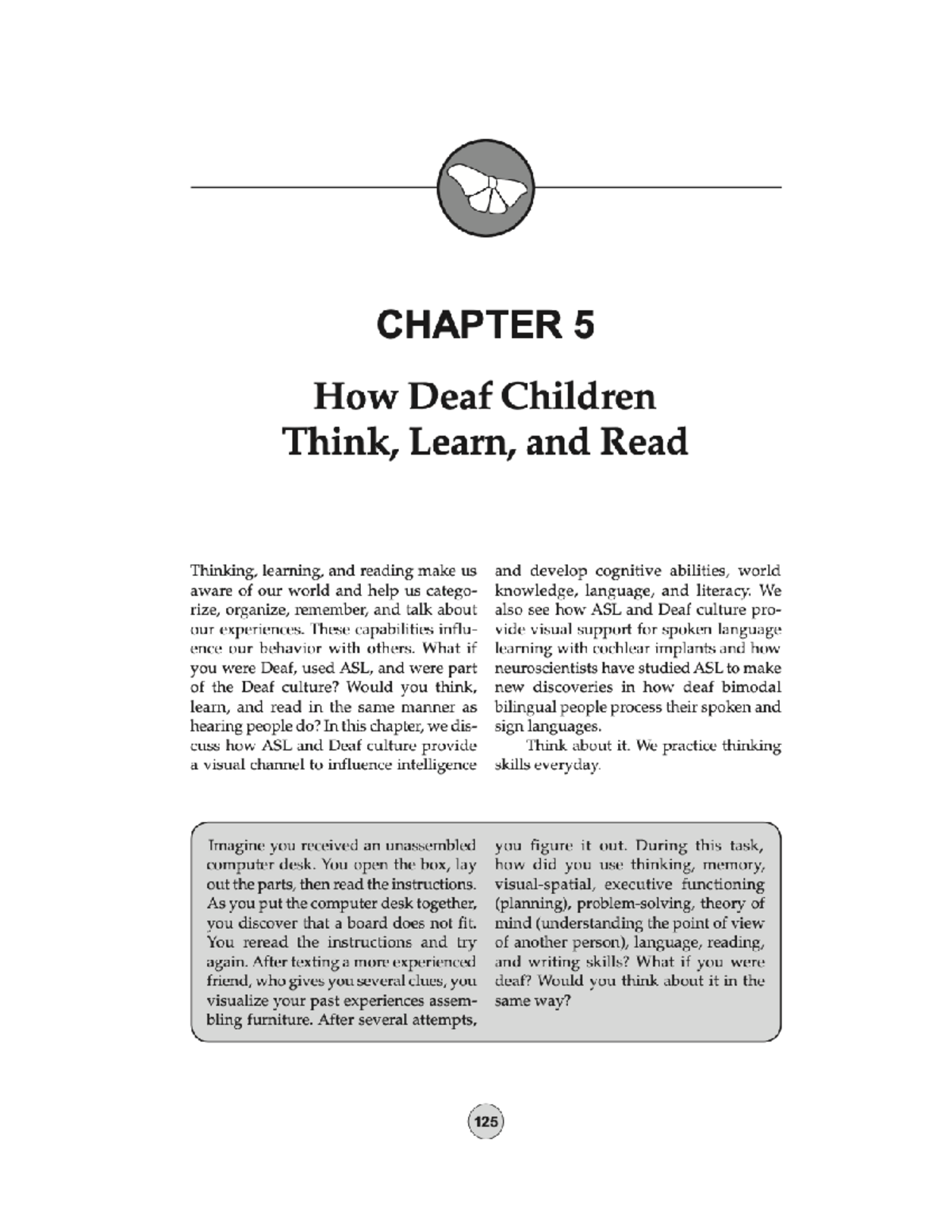 Deaf culture chapter 5 - Spiller - CHAPTER 5 How Deaf Children Think ...