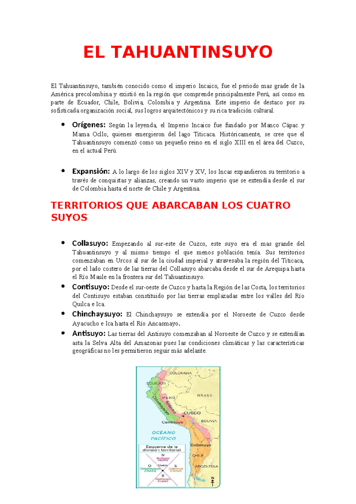 EL Tahuantinsuyo - EL TAHUANTINSUYO El Tahuantinsuyo, también conocido ...