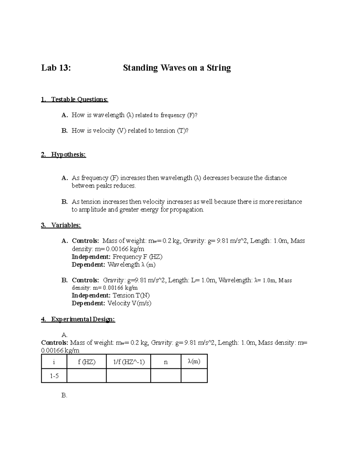 PHY111L Lab 13 Standing waves on a string 3 - Lab 13: Standing Waves on ...