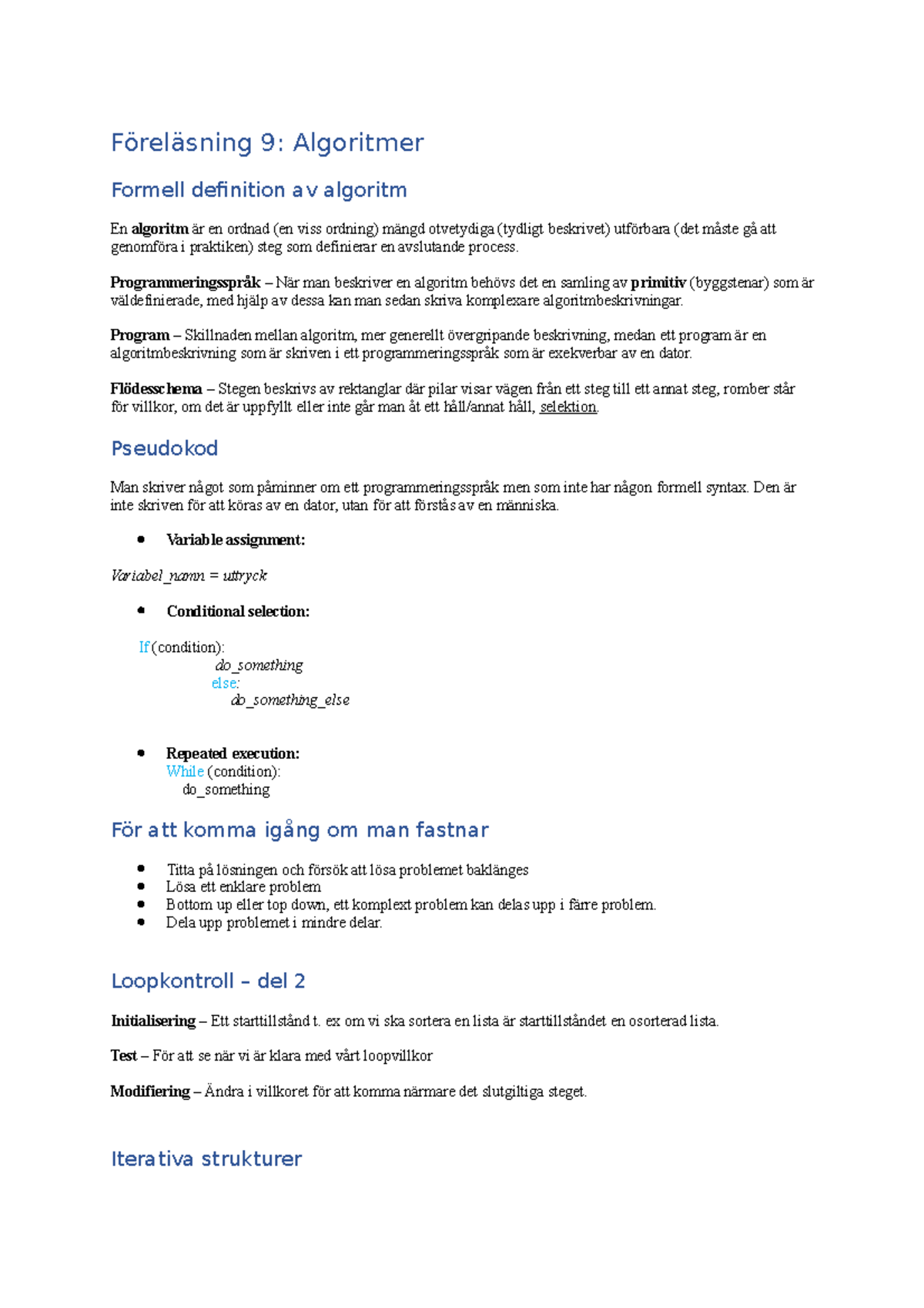 Introduktion till data- och systemvetenskap - Föreläsning 9 ...