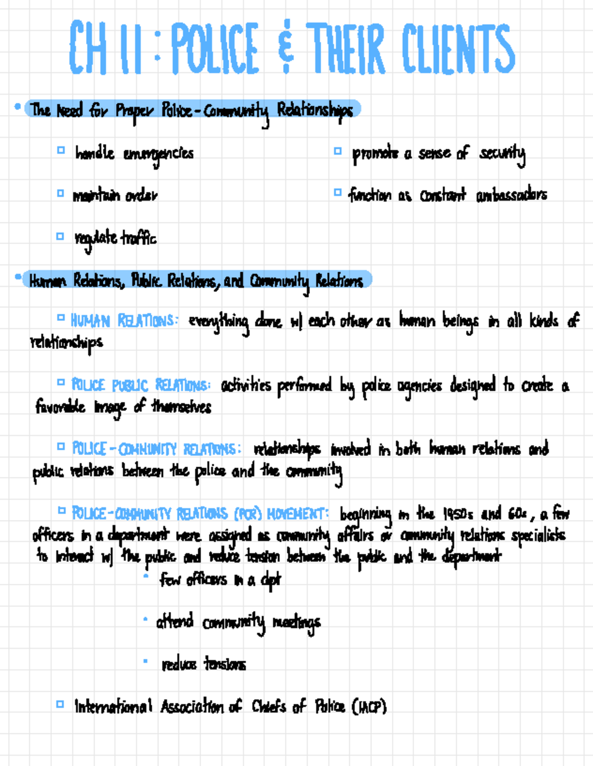 Police - ch. 11 - lecture notes - 1h : POLICE & THEIR CLIENTS The Need ...