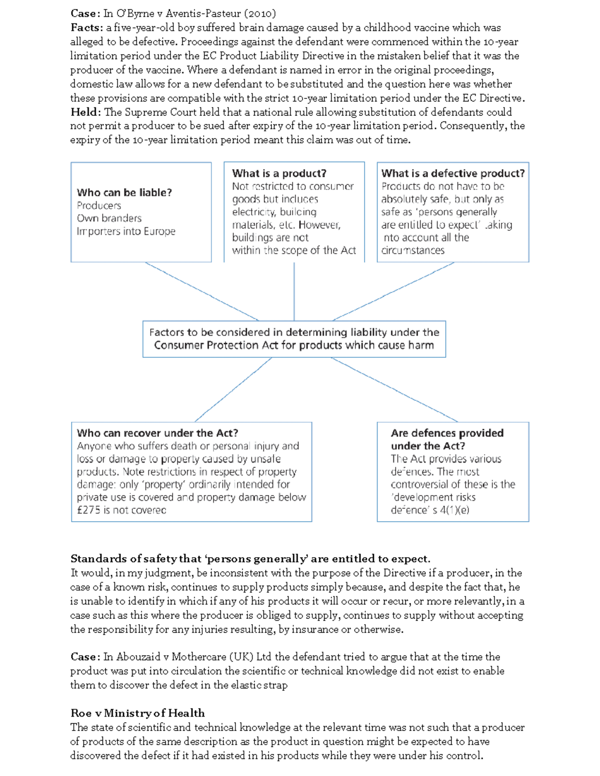 Standards of safety, defective product, consumer protection - Case: In ...