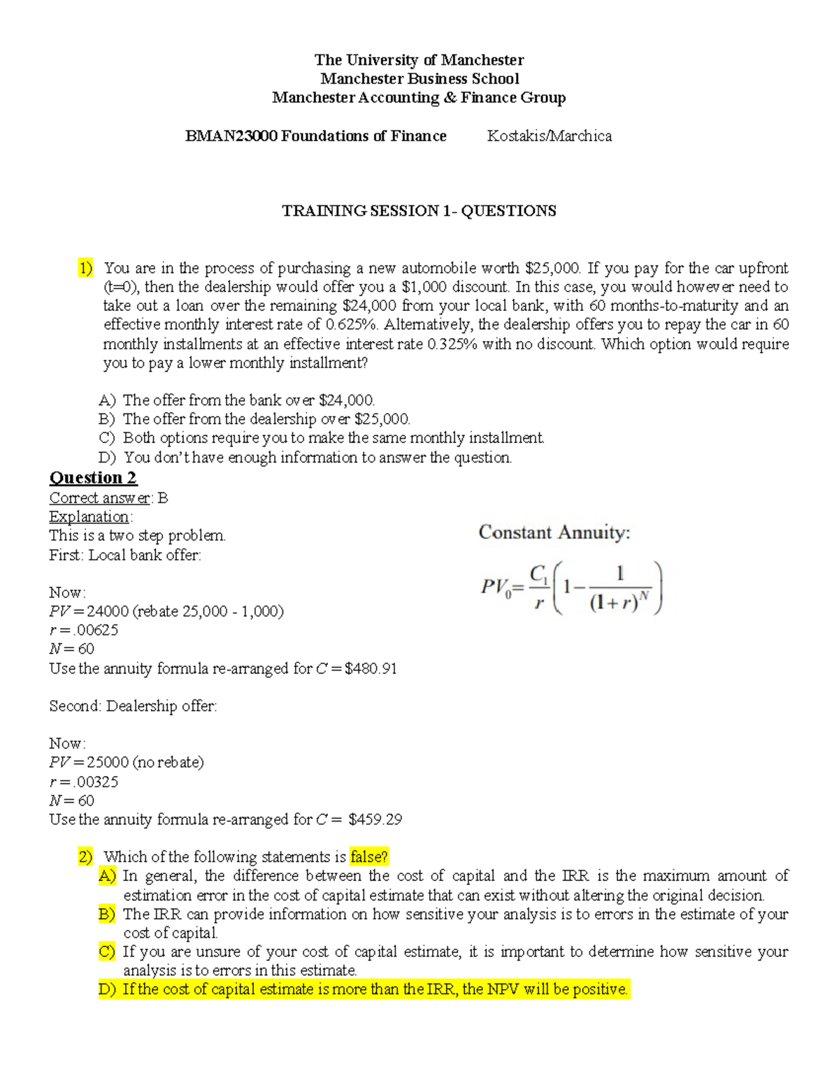 Training Session 1 Questions - The University of Manchester Manchester ...