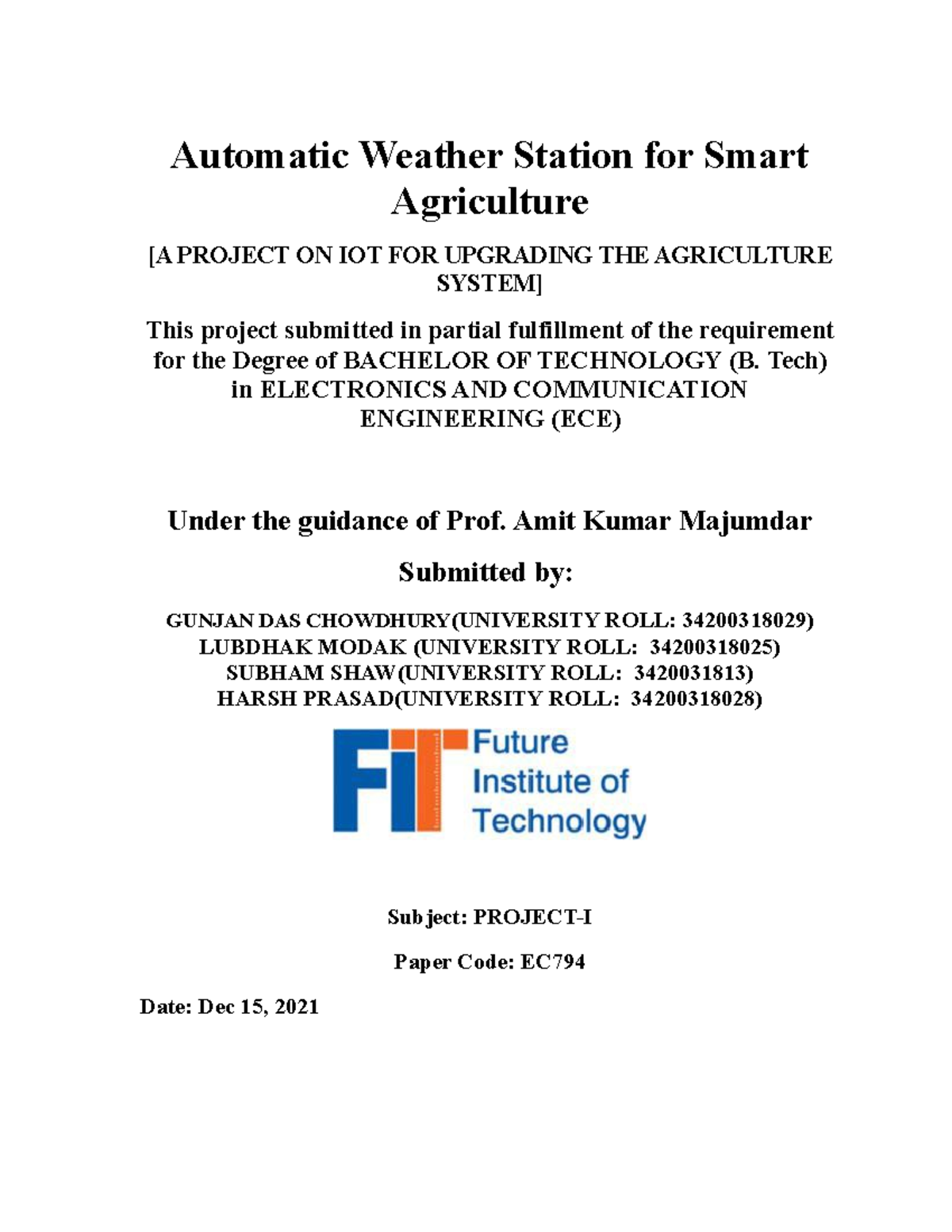 Automatic Weather Station for Smart Agriculture - Automatic Weather ...