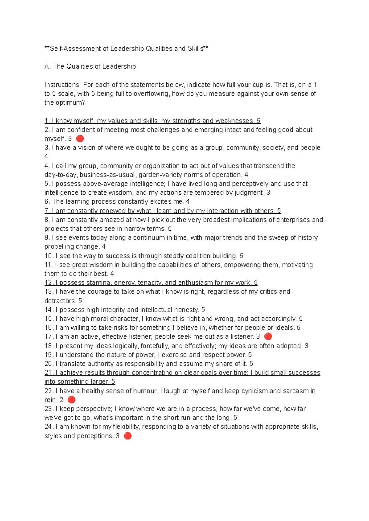 Self-Assessment of Leadership Qualities and Skills - The Qualities of ...
