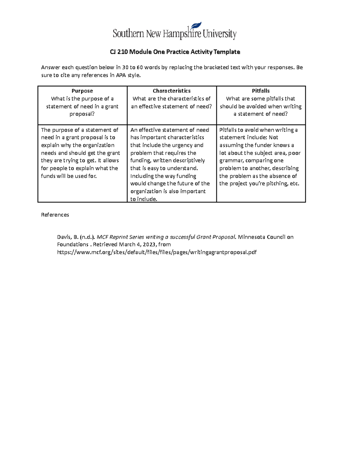 CJ 210 Module One Practice Activity Template - CJ 210 Module One ...