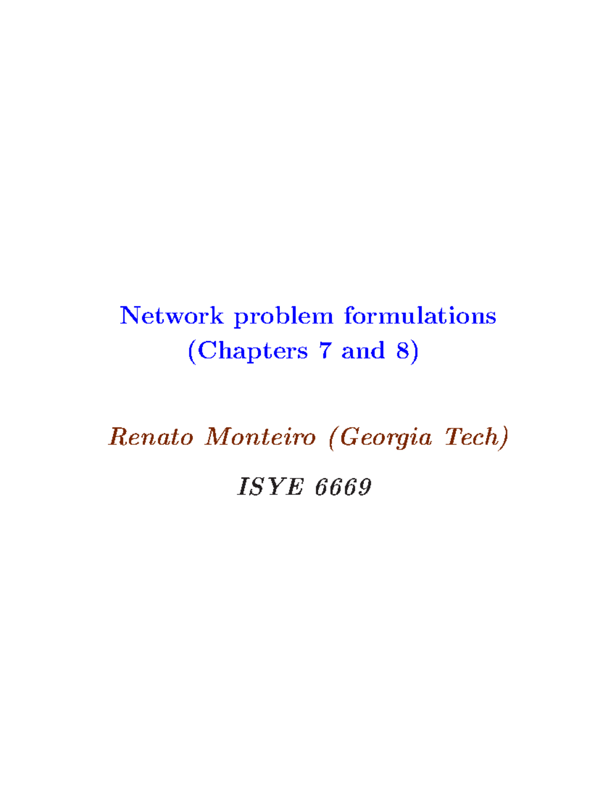 Net-problems - Network Problems Sheet - Network problem formulations (Chapters 7 and 8) Renato ...