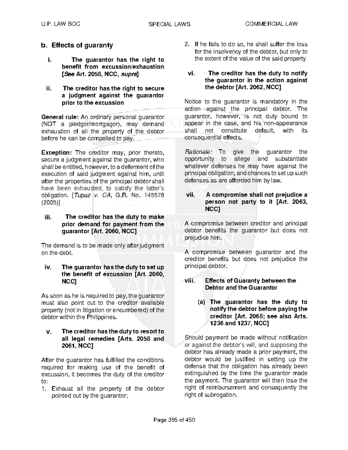 Commercial pages 401 456 - Effects of guaranty The guarantor has the ...