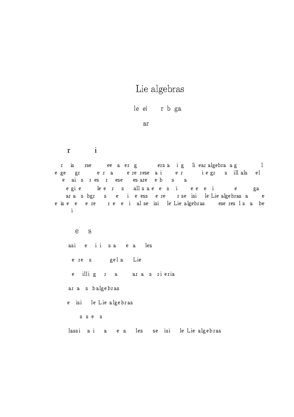 LIE Algebra lecture notes 2021 at Imperial - Lie algebras Alexei ...