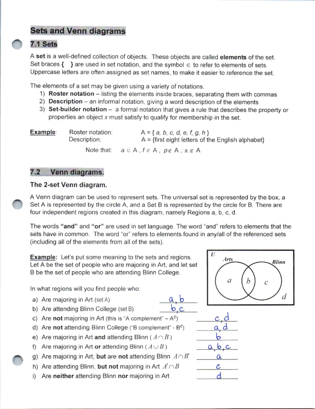 0324 Notes Filled - 7.1, 7 - MATH 1324 - Blinn College - Studocu