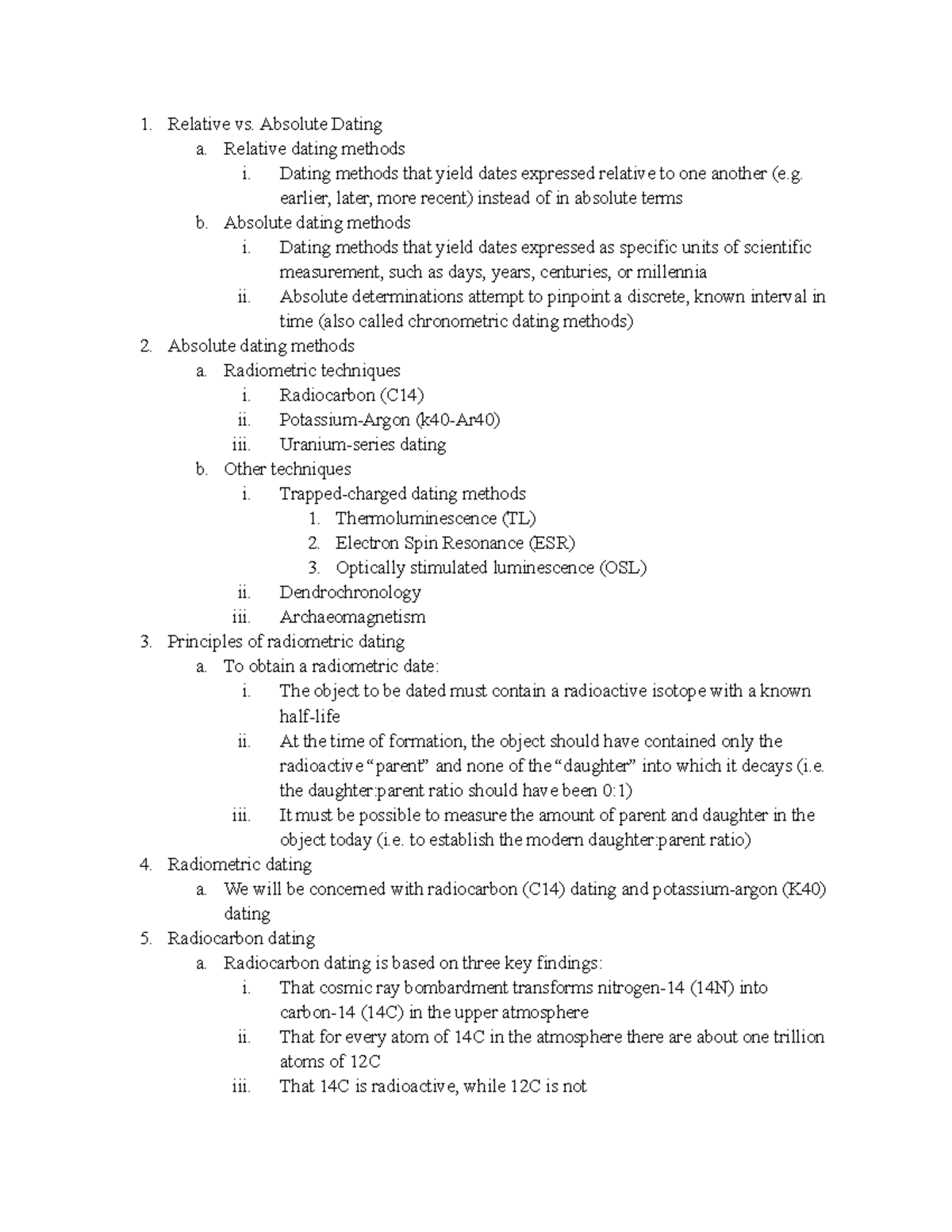 Absolute Dating - class notes - Relative vs. Absolute Dating a ...