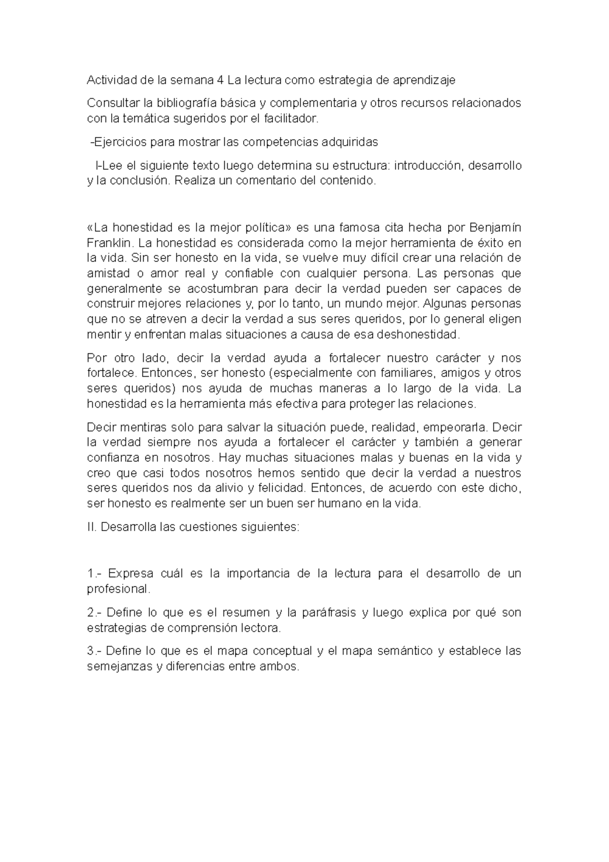 Actividad de la semana 4 La lectura como estrategia de aprendizaje ...