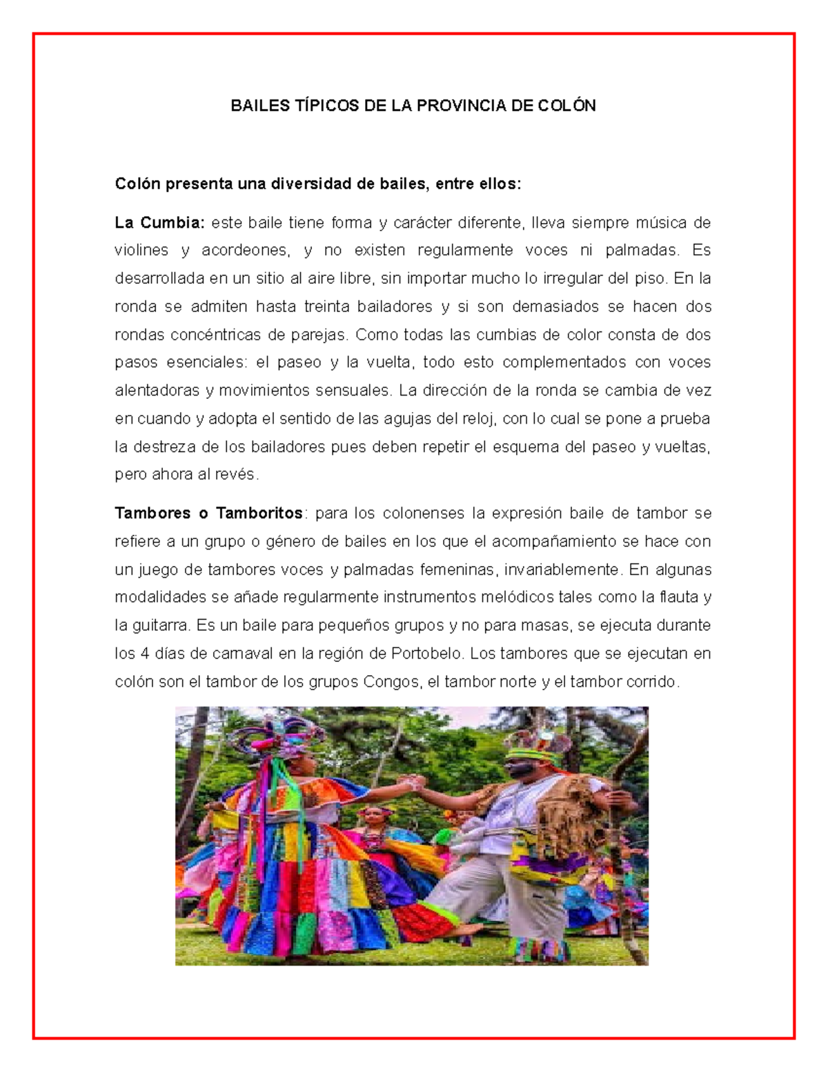 Bailes Típicos DE LA Provincia DE Colón - BAILES TÍPICOS DE LA ...