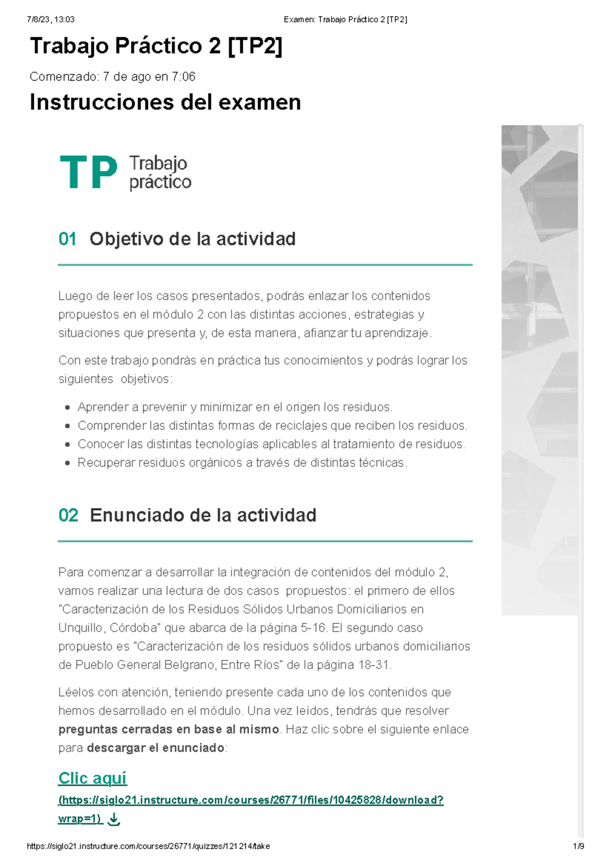 TP2 - 95% - TP2 - aprobado 95% - Trabajo Práctico 2 [TP2] Comenzado: 7 de ago en 7 ...