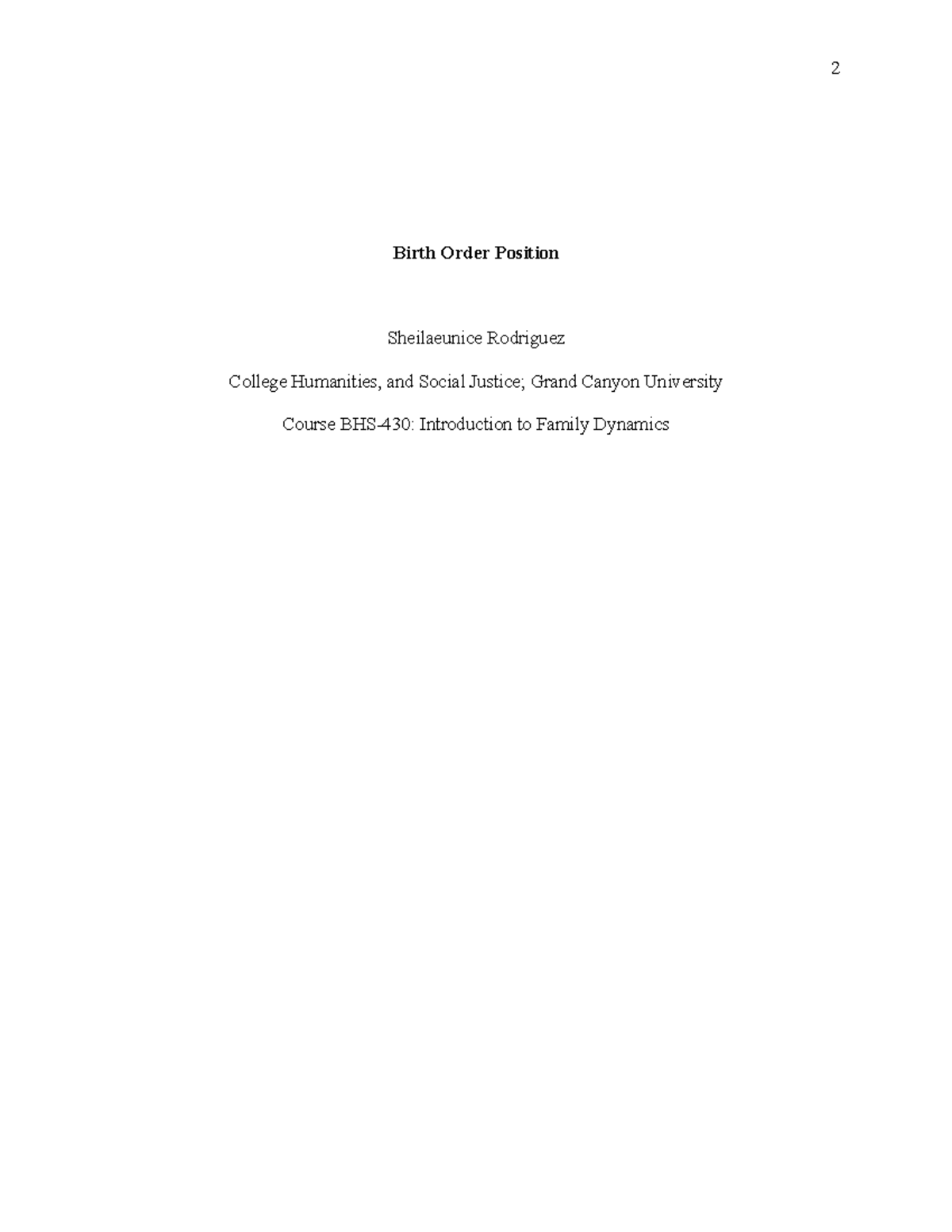 Birth Order Position - Birth Order Position Sheilaeunice Rodriguez ...