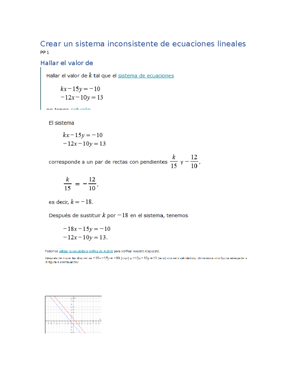 100% - aleks - Crear un sistema inconsistente de ecuaciones lineales PP ...