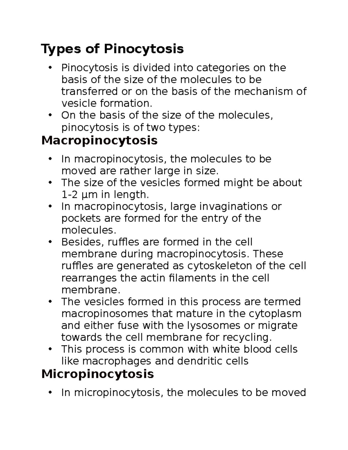 Bio 27 - notes - Types of Pinocytosis Pinocytosis is divided into ...