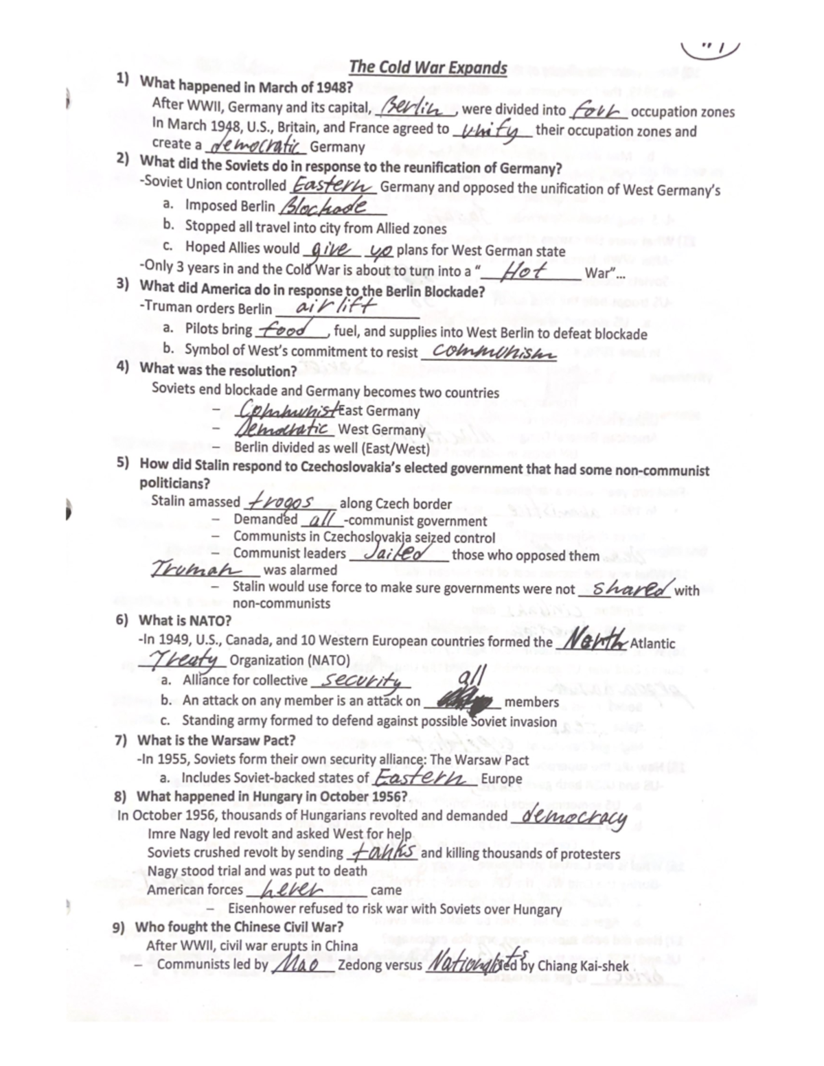 The Cold War Expands - Cold war notes - Studocu