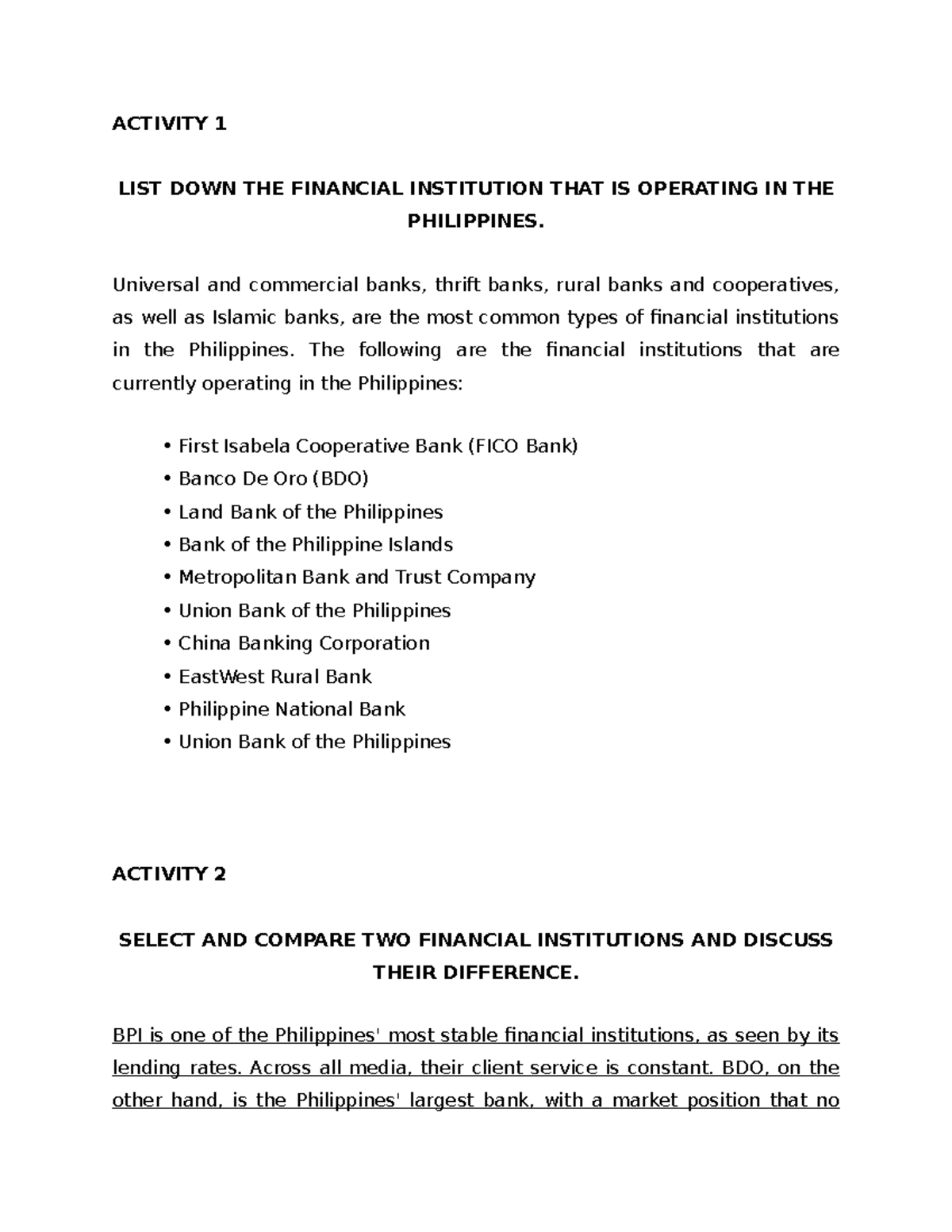 FMPR 3 - Module 4 - Activity 1 and 2 - ACTIVITY 1 LIST DOWN THE ...
