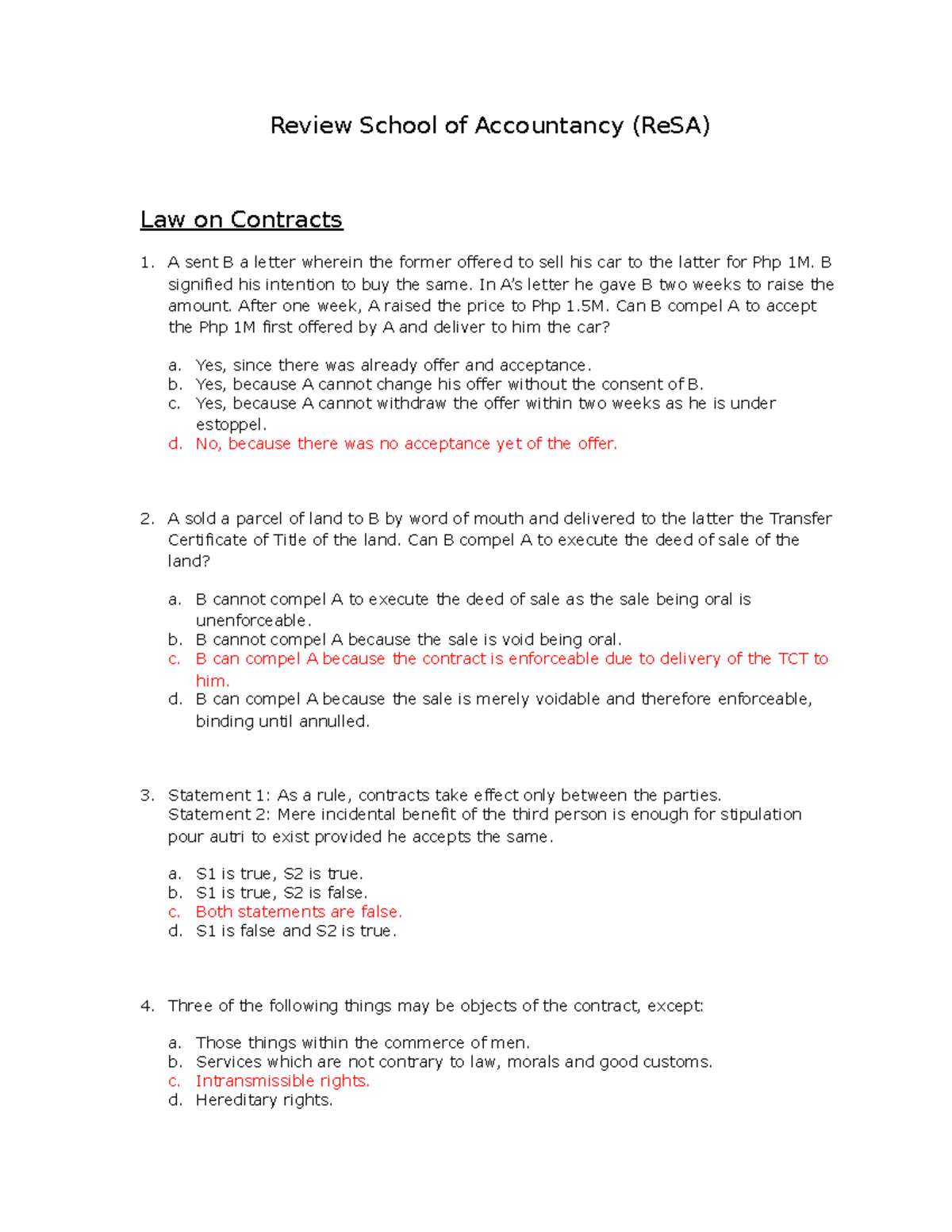 Business Law Review School Of Accountancy ReSA Law On Contracts A Sent B A Letter Wherein business-law-review-school-of-accountancy-resa-law-on-contracts-a-sent-b-a-letter-wherein
