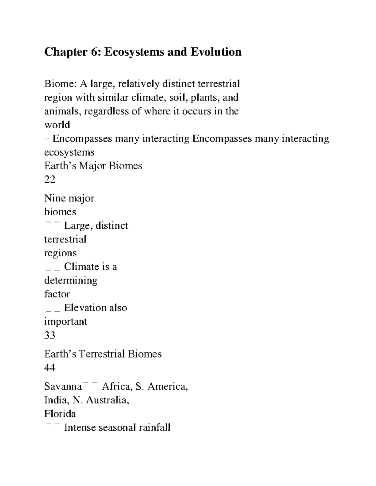 Chapter 6- Ecosystems and Evolution - Chapter 6: Ecosystems and ...