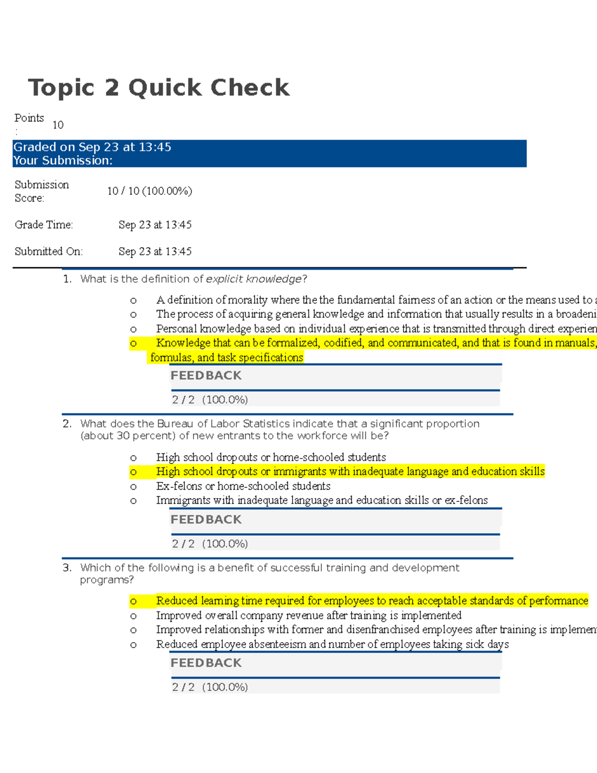 Topic 2 Quick Check - human resource - Topic 2 Quick Check Points : 10 ...