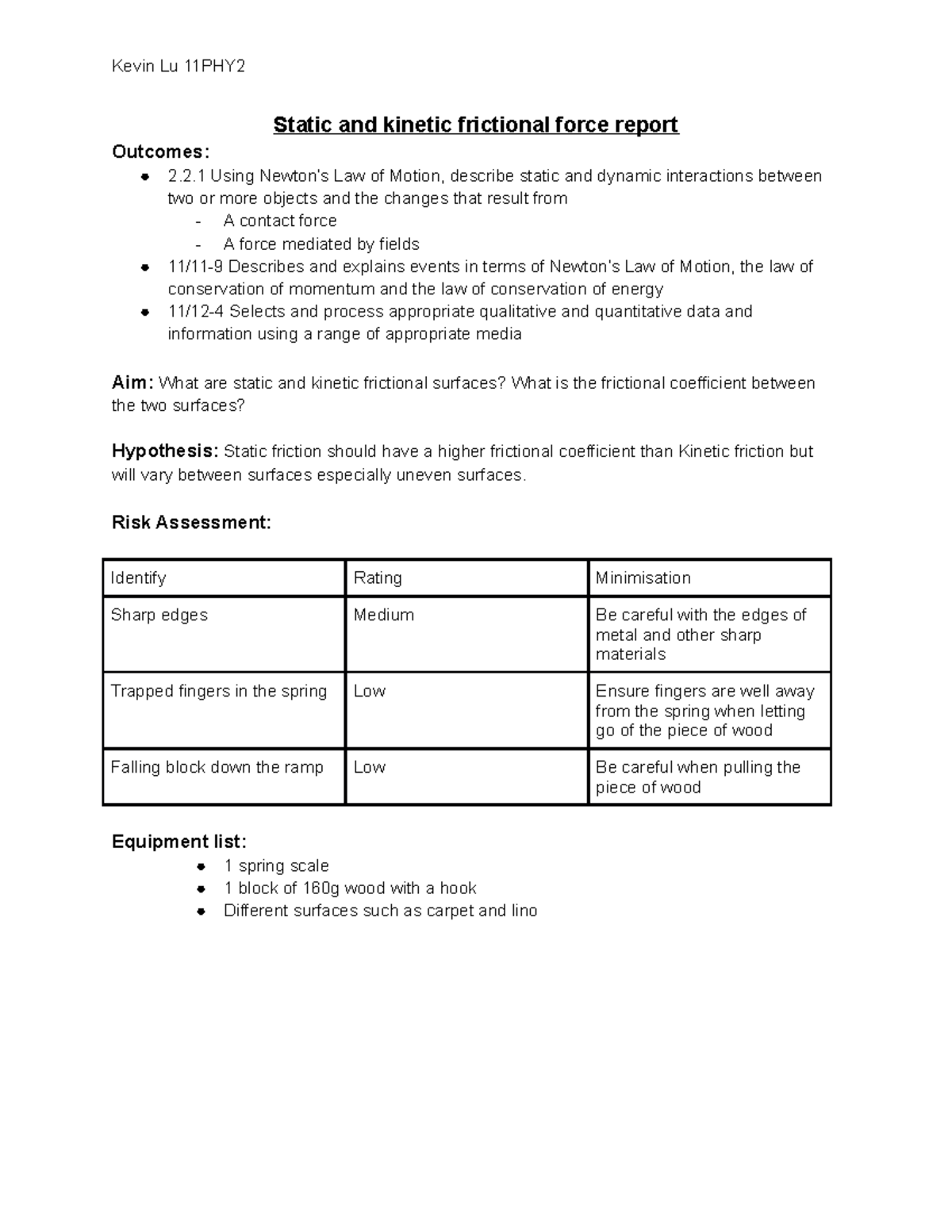 Prac 2- Static and kinetic forces - Static and kinetic frictional force ...