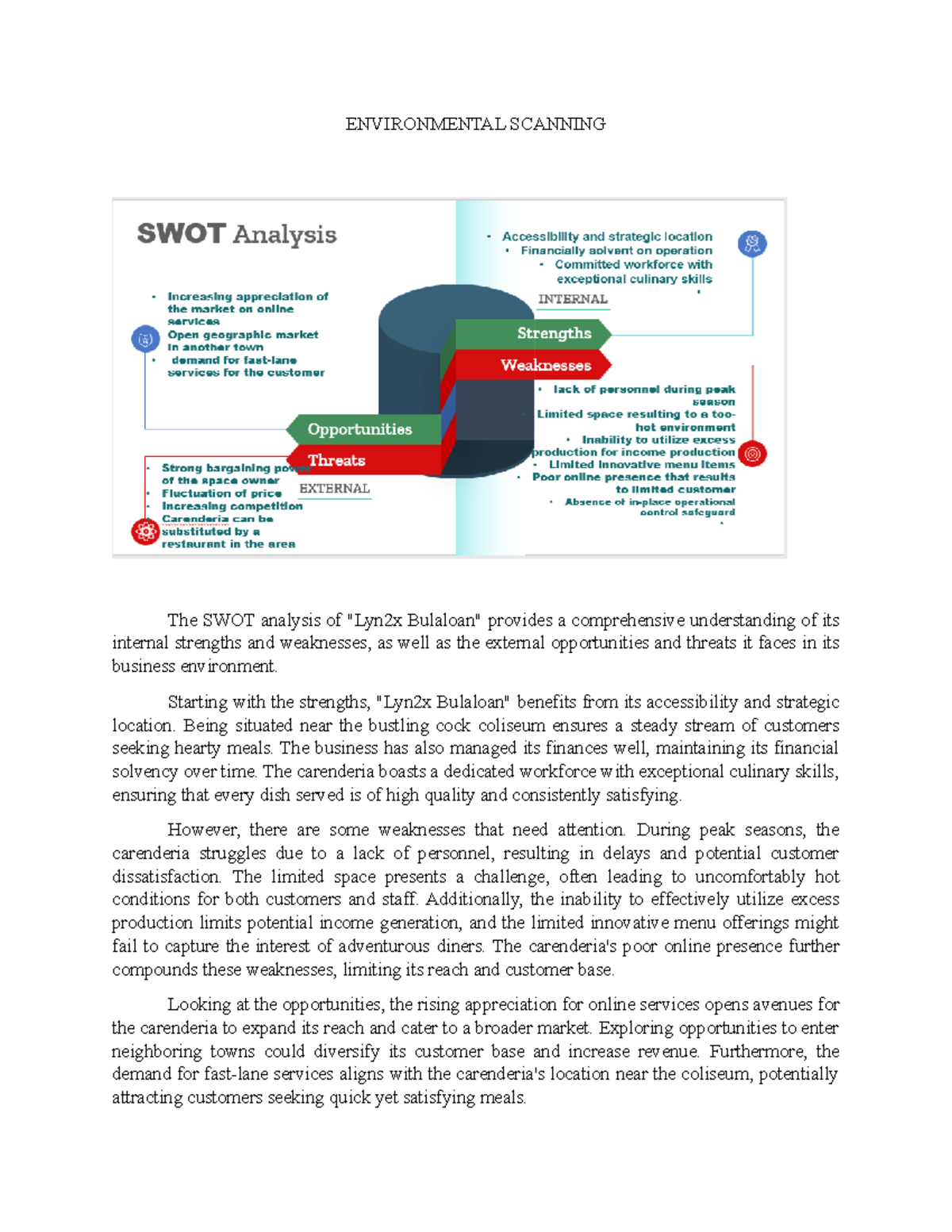 Environmental Scanning - ENVIRONMENTAL SCANNING The SWOT analysis of ...