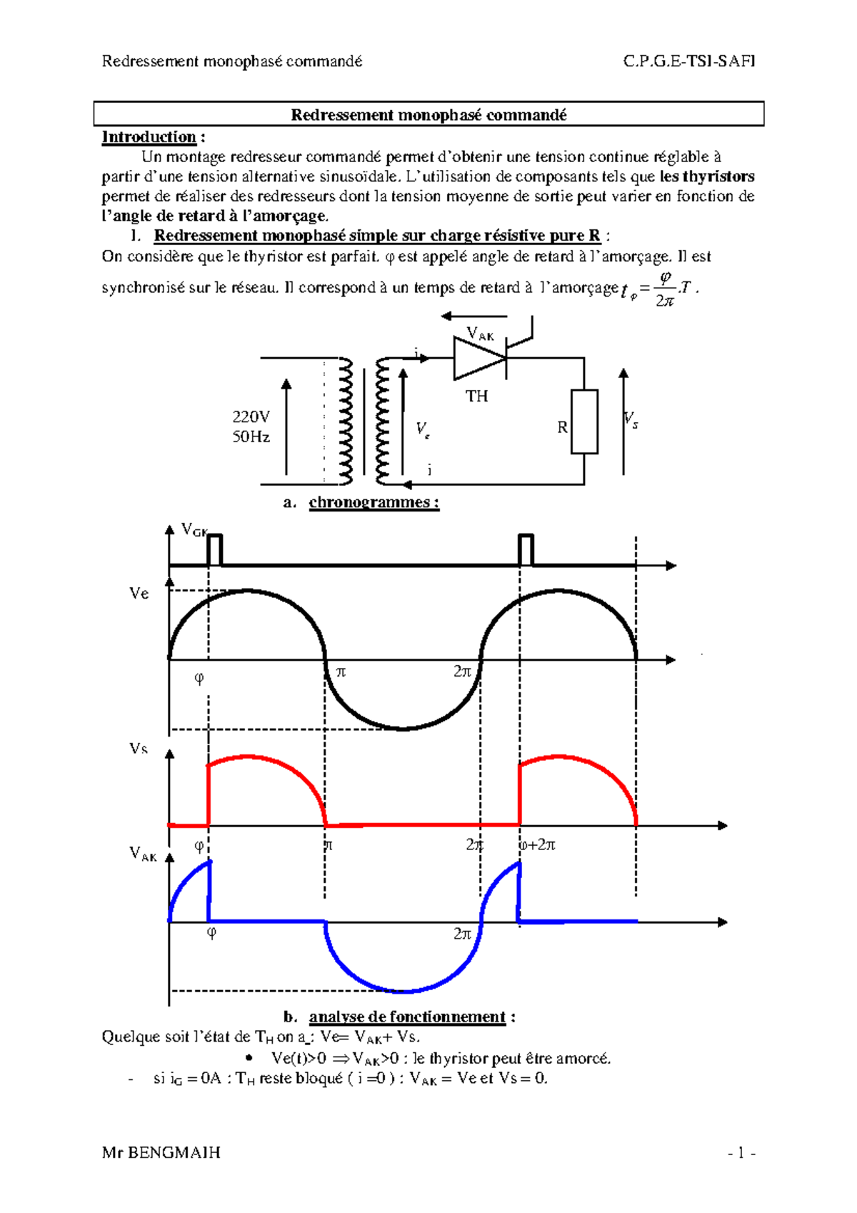 Redressement monophase commande - Redressement monophasé commandé Introduction : Un montage ...